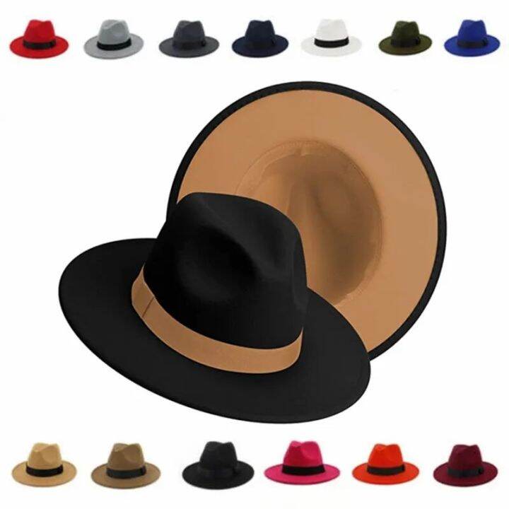 Classic Patchwork Fedora Hat Unisex Wool Felt Jazz Hats Elegant Men ...