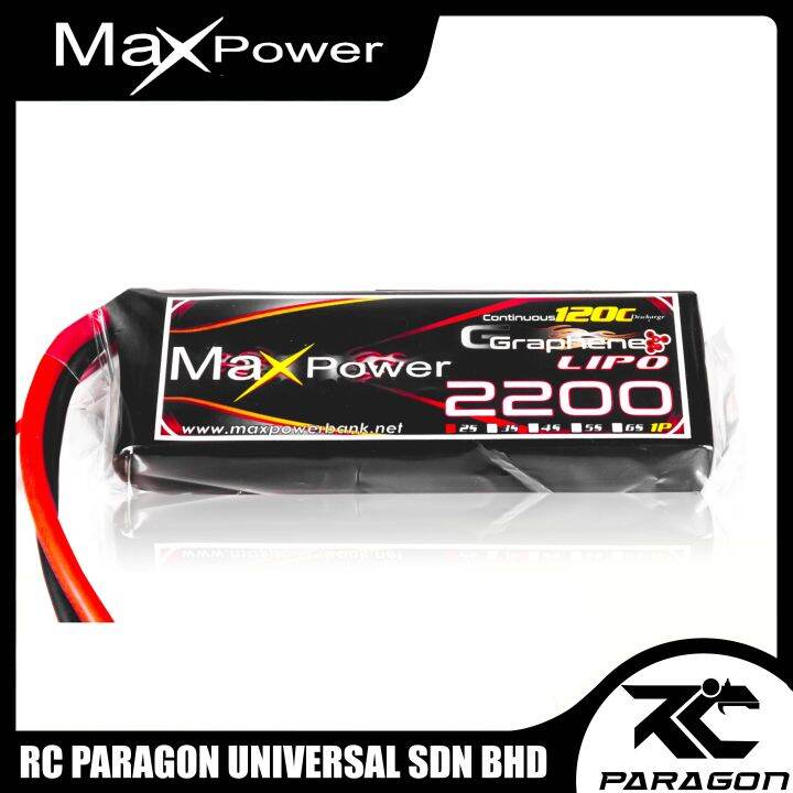 Lipo Battery MAXPOWER Graphene 2S 7.4V 2200 mah 120C/240C Connector ...