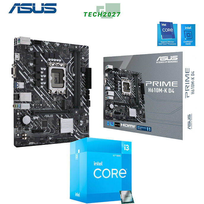 Intel Core i3-12100 3.3 GHz Quad-Core LGA 1700 Processor with ASUS ...