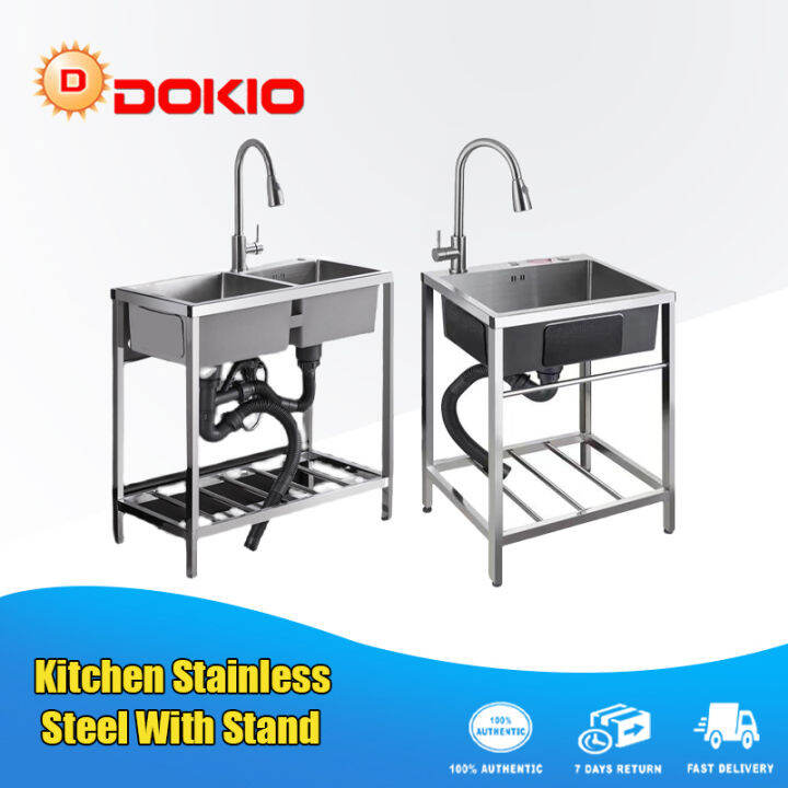 Portable Stainless Steel Kitchen Sink With Stand Faucet 3mm Thick ...