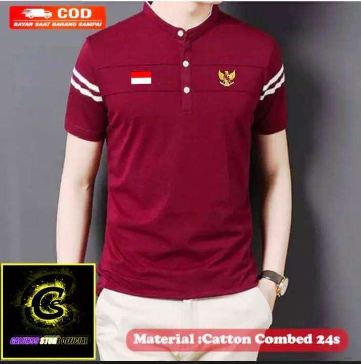 kaos polo shanghai logo garuda bendera indonesia | Lazada Indonesia