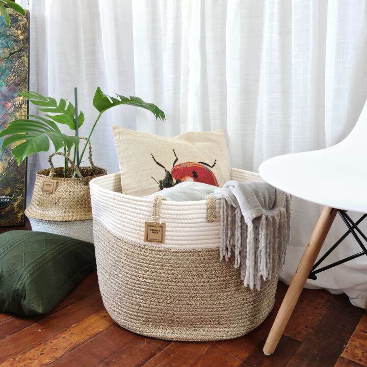 PerfecPiece BIG BESHY Woven Collapsible Cotton Rope EXTRA LARGE Basket ...