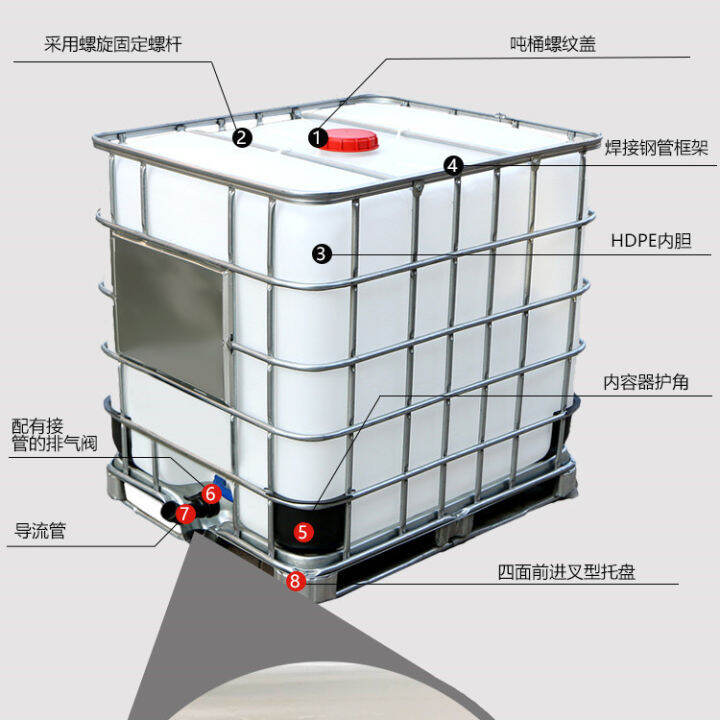 Brand-new IBC tank plastic ton barrel 1000 liters 1 ton food storage tank square diesel bucket ...