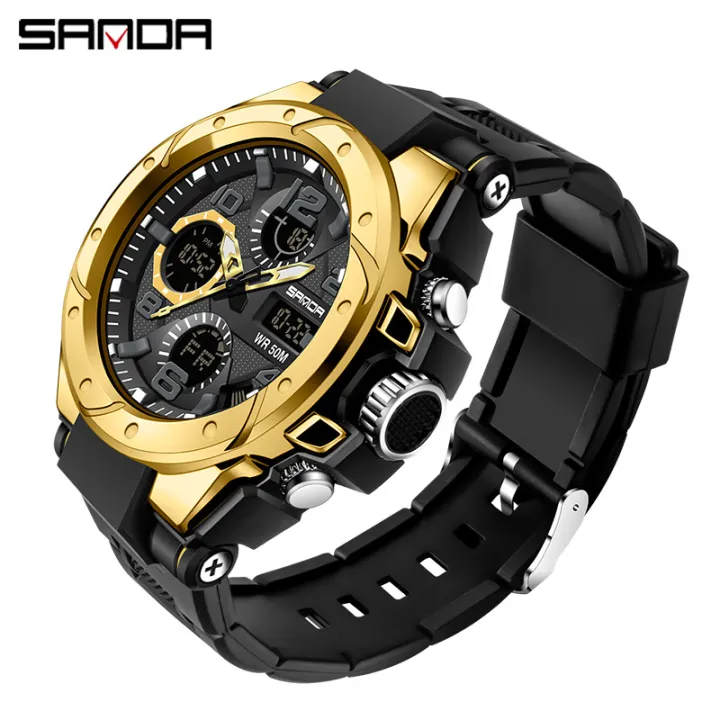 SANDA Waterproof Men Watch Sports Luxury Quartz LED Multifunction ...