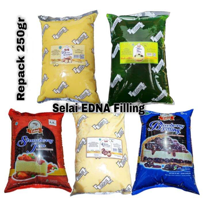 SELAI EDNA PREMIUM FILLING (ISIAN) ANEKA RASA / TOPPING Repacked 250gr ...