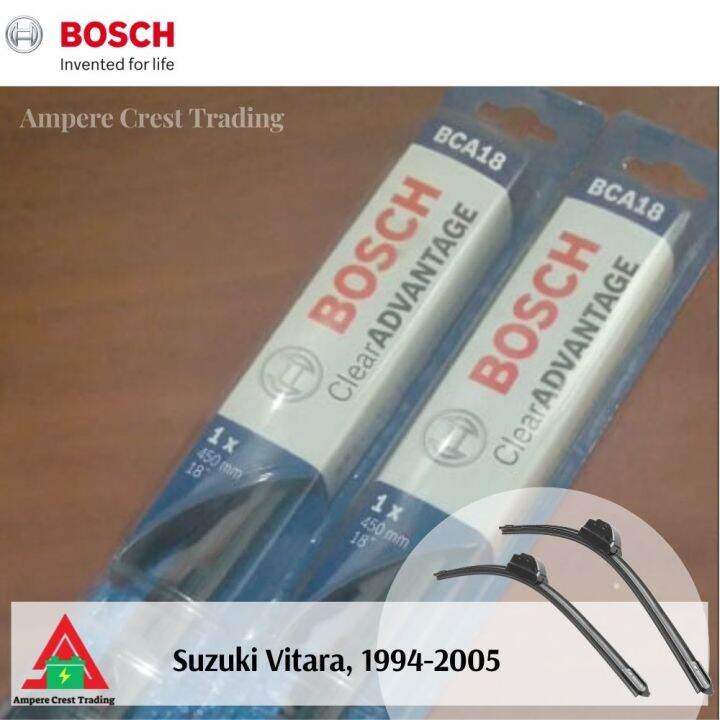 Bosch Clear Advantage Wiper Blade (Set of 2, 18+18) for Suzuki Vitara, 1994-2005 (18/18) Banana ...