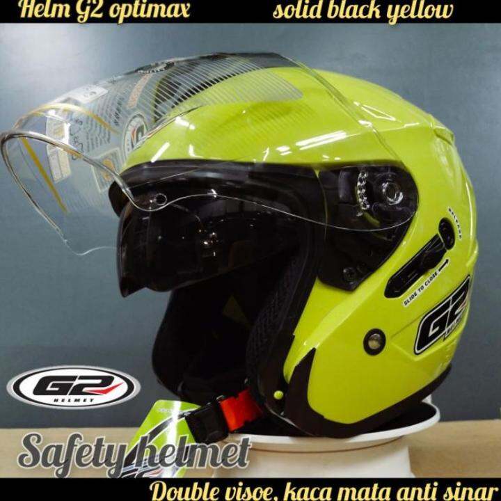 Helm G2 OPTIMAX solid black yellow Double visor / Helm dua kaca ...