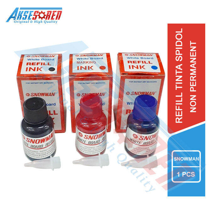 Isi Ulang Tinta Refill Spidol White Board Marker Snowman [Marking Ink ...