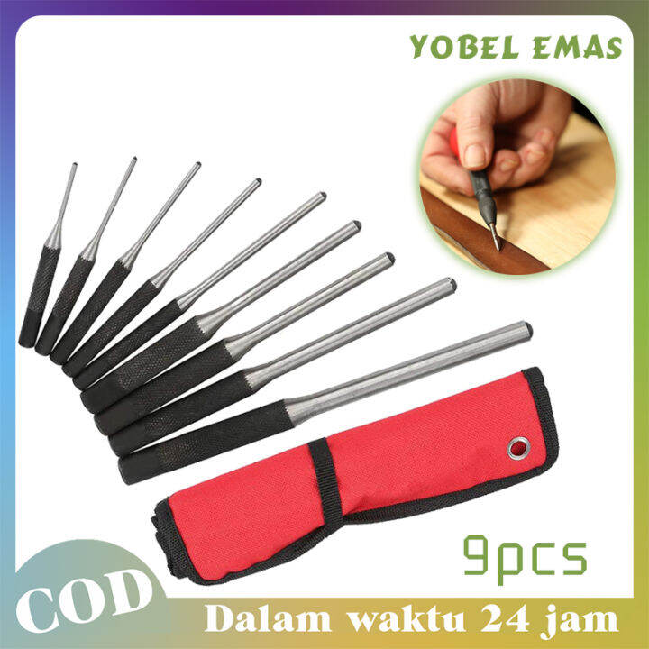 9 Pcs Pin Punch Set Penanda Titik Bor Alat Drip Center Punch Set ...