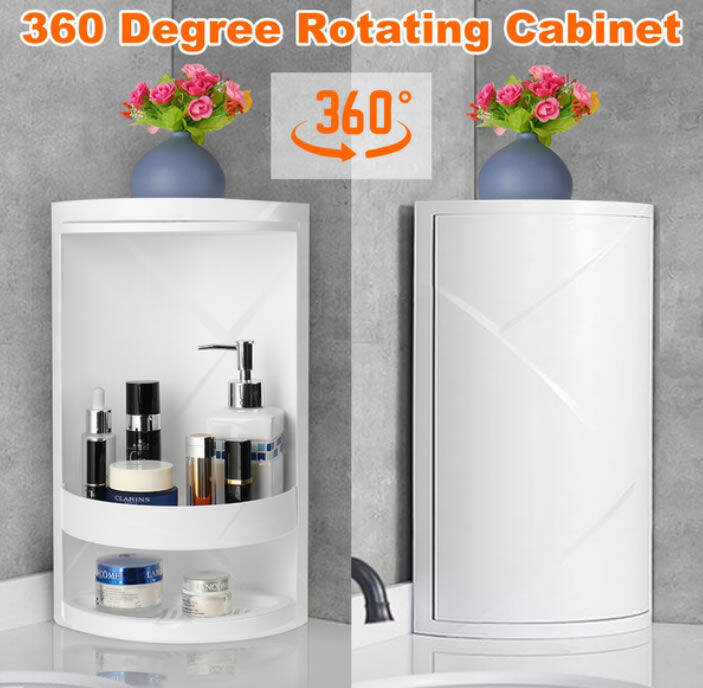 Bathroom 360 Degree Rotating Triangle Shelf (MEDIUM) Kitchen Toilet ...