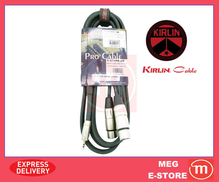 KIRLIN 3.5MM STEREO TRS PLUG TO 2x XLR FEMALE CABLE BLACK (Y-371PR-2M) | Lazada