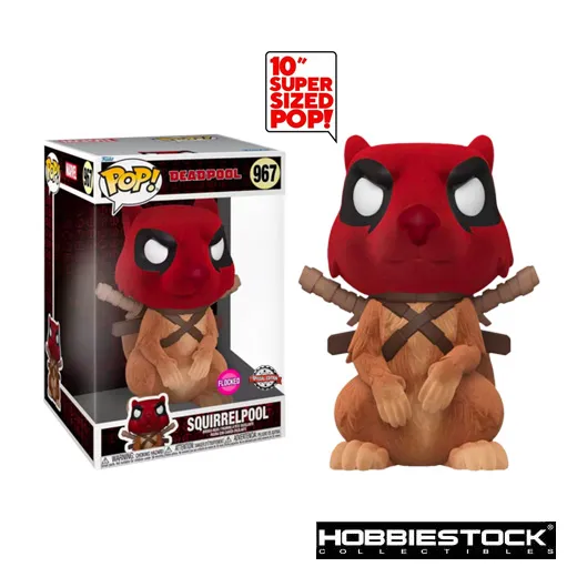 Funko Pop! Jumbo: Deadpool 30th - 10" Squirrelpool (Flocked) Exclusive ...
