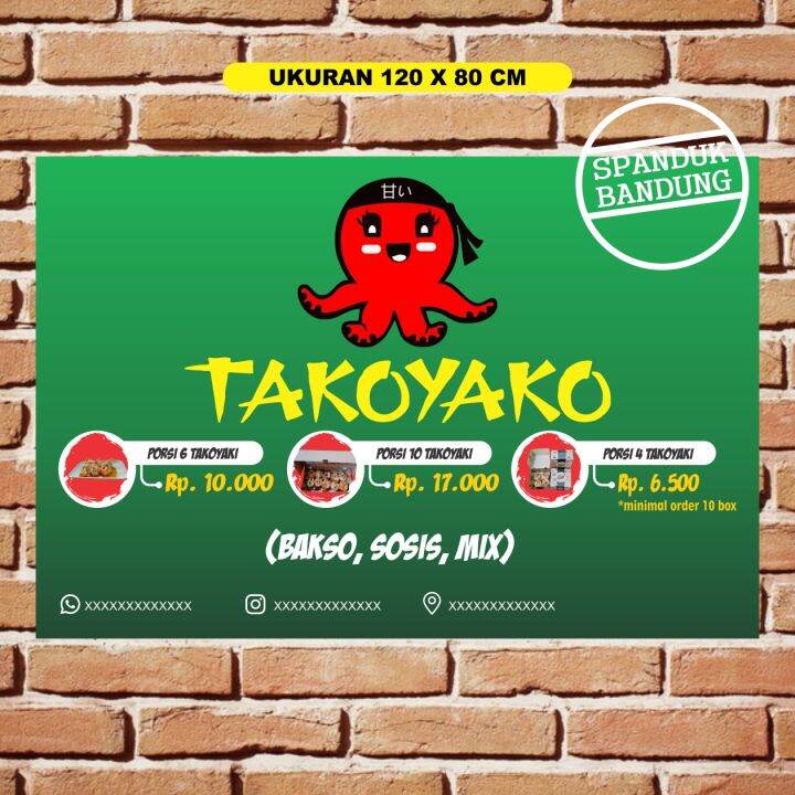 SPANDUK MEJA TAKOYAKI / BANNER JUALAN TAKOYAKI UKURAN 120 X 80 CM ...