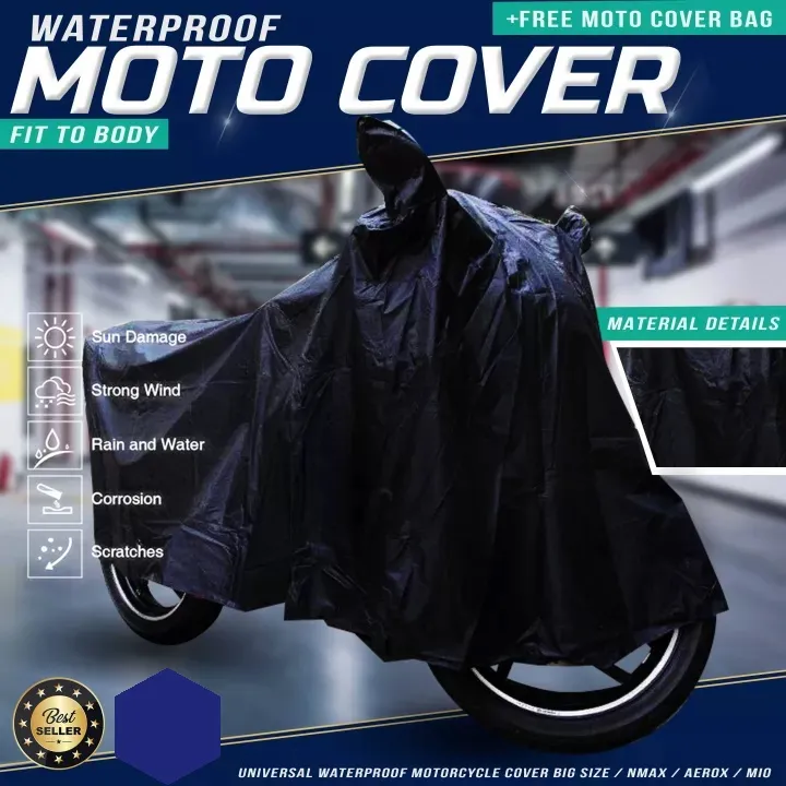WATERPROOF MOTORCYCLE COVER BIG SIZE BLACK KAPOTE RAINCOAT / NMAX ...