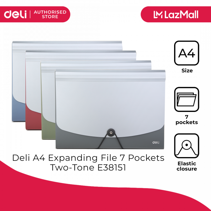 Deli File Organizer- A4 Expanding File 7 Pockets Two Tone E38151 ...