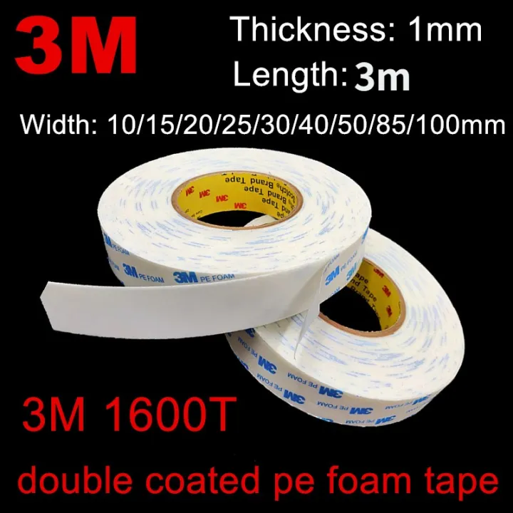 3Meters/Roll 3M Strong Mounting Tape Double Sided Sticker Foam Pad Adhesive Tape White Thickness ...