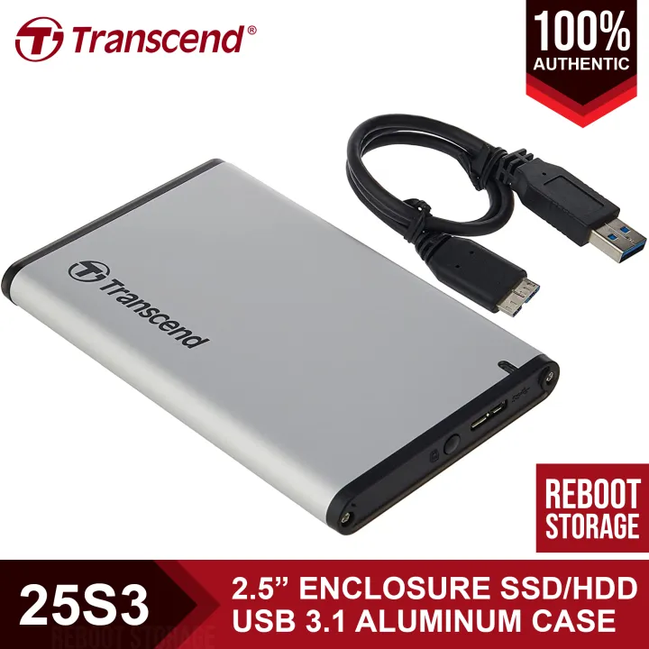 Transcend Storejet 25S3 2.5" SSD HDD Enclosure Aluminum Case USB 3.1 ...