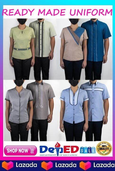 Ready Made DEPED Official National Teachers Uniform 4Barong and 4Pants ...