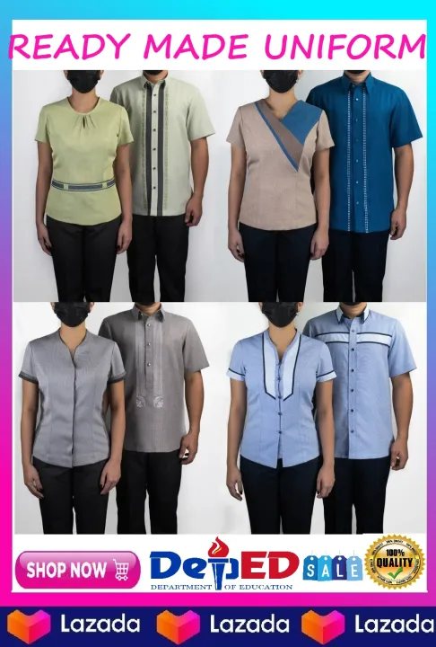Ready Made DEPED Official National Teachers Uniform 4Blouse and 4Pants | Lazada PH