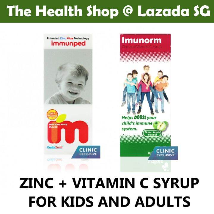 Immunped Kids Syrup (60ml) / Imunorm (150ml) - Patented Zinc + Vitamin ...
