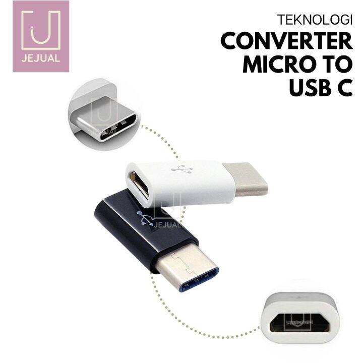 Converter MICRO USB To TYPE C/Konektor/Sambugan/Penghubung ke Kabel ...