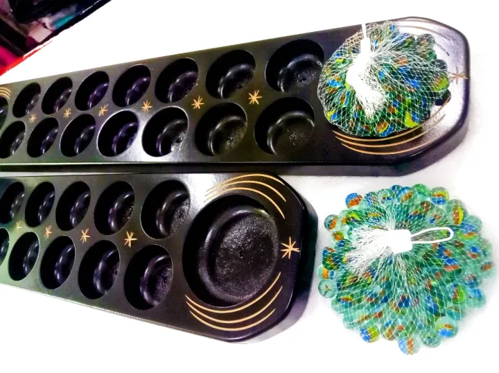 READY STOCK Congkak Kayu Tradisional Warna Putih Hitam Black White ...