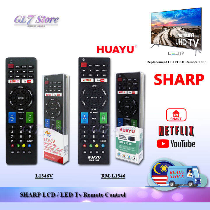 SHARP LCD LED SMART TV REMOTE CONTROL UNIVERSAL HUAYU RM-L1346 / L1346V UNIVERSAL REMOTE TV ...