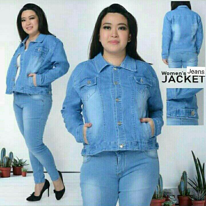 MC girl Jaket Jeans Wanita Jumbo / Jaket Jeans Big Size / Jaket Jins ...