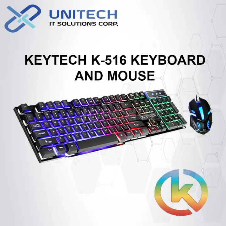 Keytech K-516 Backlit LED RGB Gaming Keyboard and Mouse | Lazada PH