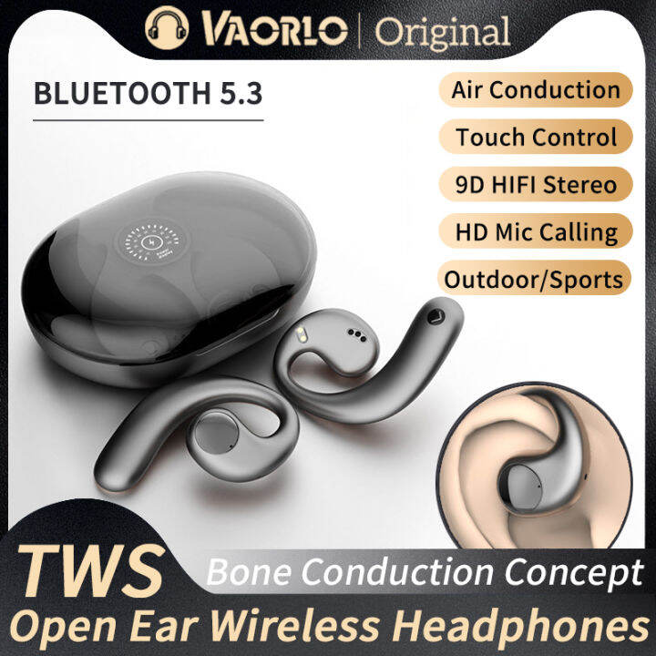 VAORLO Air Conduction TWS Wireless Headphones 9D HIFI Stereo Outdoor Sports Running Bluetooth 5. ...