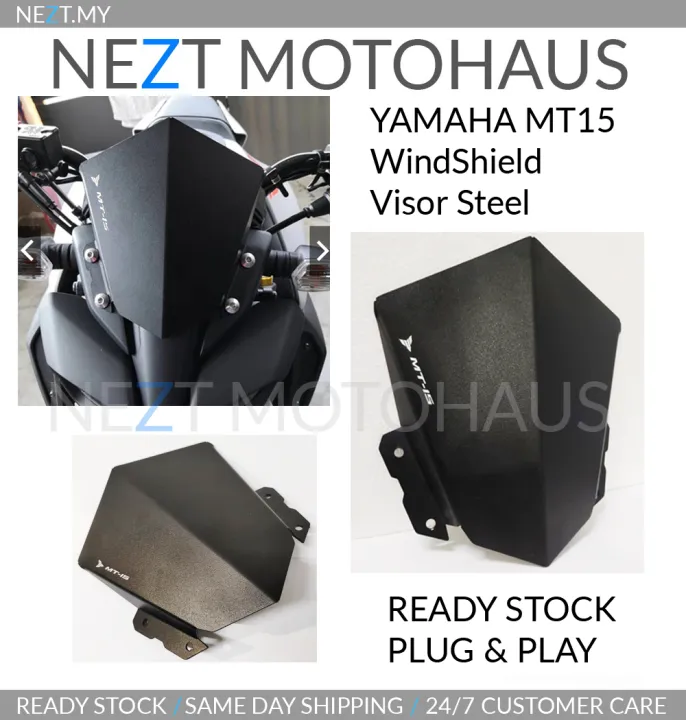 Yamaha MT15 MT-15 Windshield Steel Brush Matte Visor Sporty Look MT15 ...