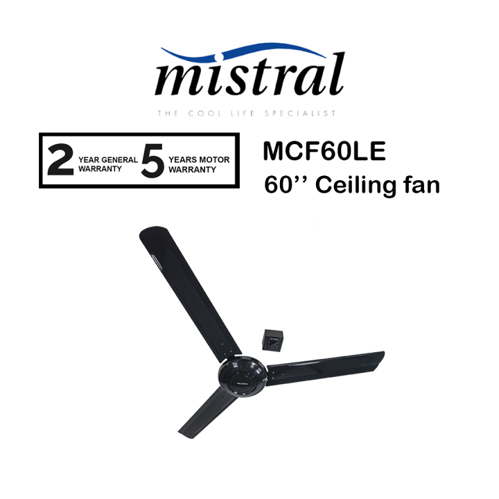 Mistral Ceiling Fan 60" MCF60LE with 5 Speed Regulator [ Black ] | Lazada