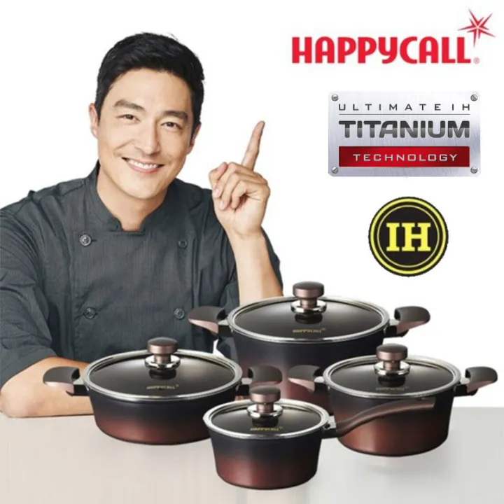 [HAPPYCALL] IH Titan Pot 4 Set / Kitchen Induction Frying Pan Wok Steamer Pans | Lazada PH