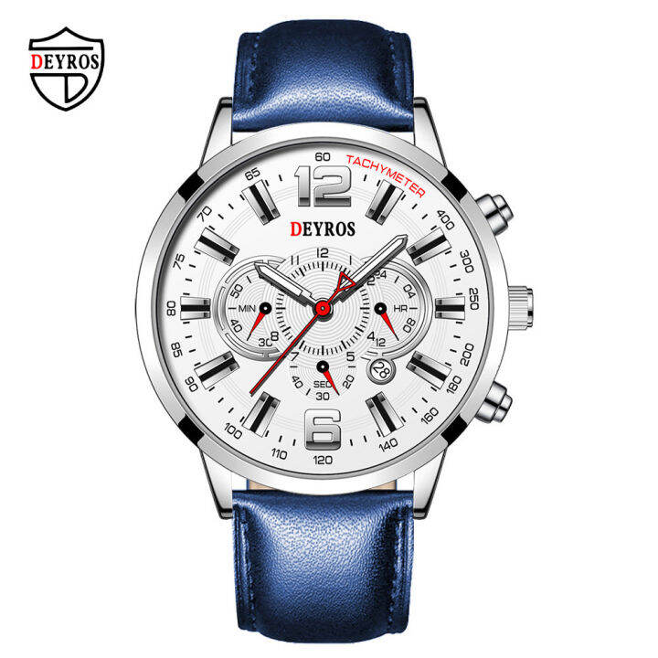 DEYROS นาฬิกายี่ห้อใหม่สำหรับผู้ชายนาฬิกานักธุรกิจชายดั้งเดิมสายหนัง ...