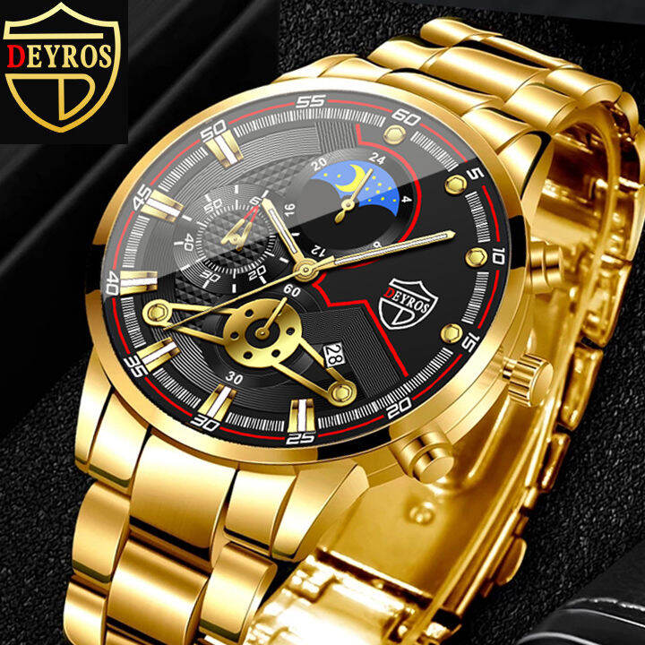 DEYROS Luxury Gold Watch men Water proof original Automatic Date ...