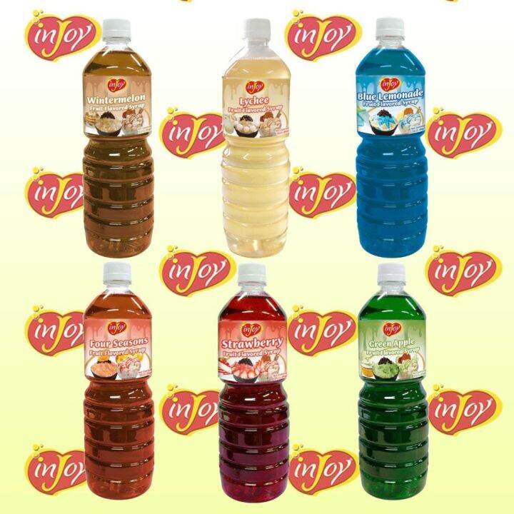 INJOY FRUIT FLAVORED SYRUP 1 LITER [STRABERRY BLUE LEMONADE GREEN APPLE ...