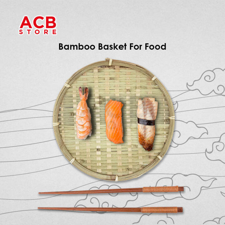 [READY STOCK] Handmade Round Bamboo Food Tray | Bamboo Tray For Sushi ...