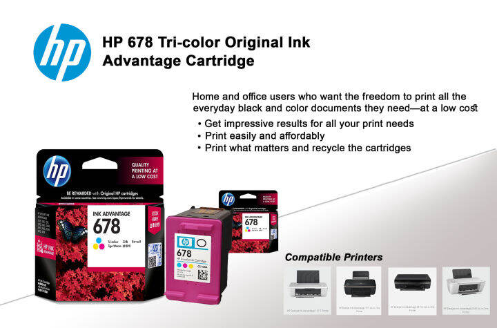 HP 678 Black and Tri-color Original Ink Advantage Cartridge | Lazada PH