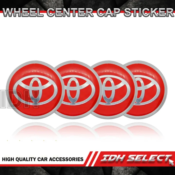 Toyota Red/Silver Car Wheel Center Cap Badge Aluminum Metal Sticker Wc ...
