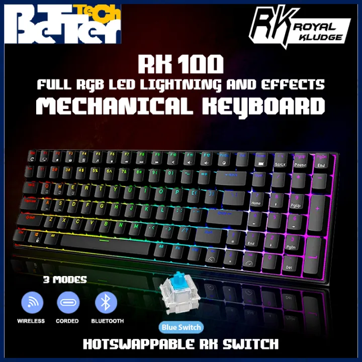 Royal Kludge RK100 wired, wireless, Bluetooth 100 keys RGB HOT ...