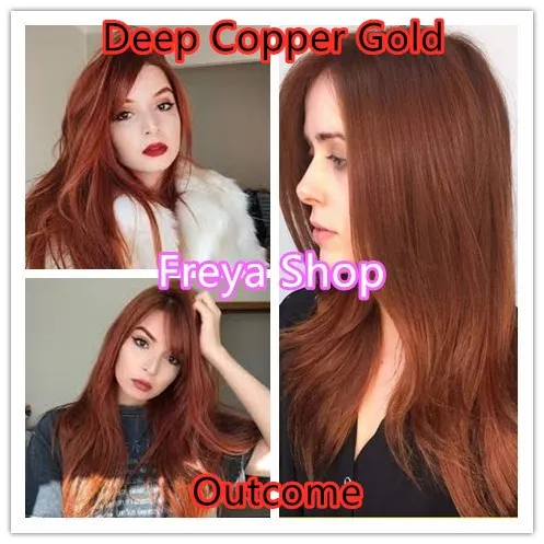 Deep Copper Gold Permanent Hair Color Set - 6.34 Bhappy Hair Dye ...