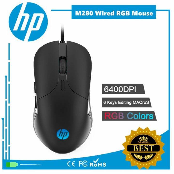 HP Genius Gaming Mouse M280 6400 dpi Adjustable Wired RGB Led Mice ...