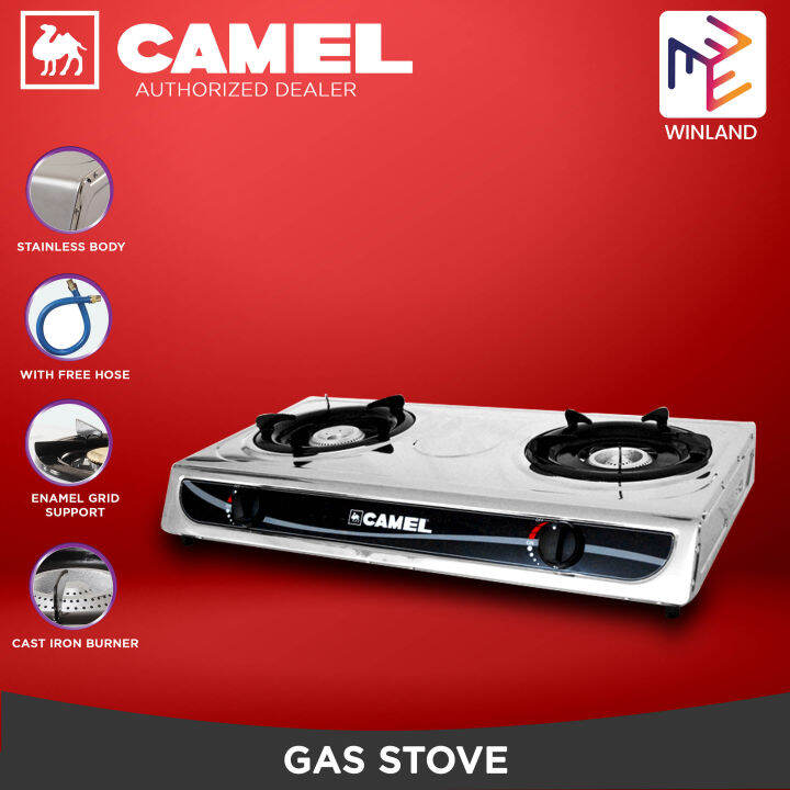 CAMEL by Winland Double Burner Stainless Steel Gas Stove with Free Hose ...