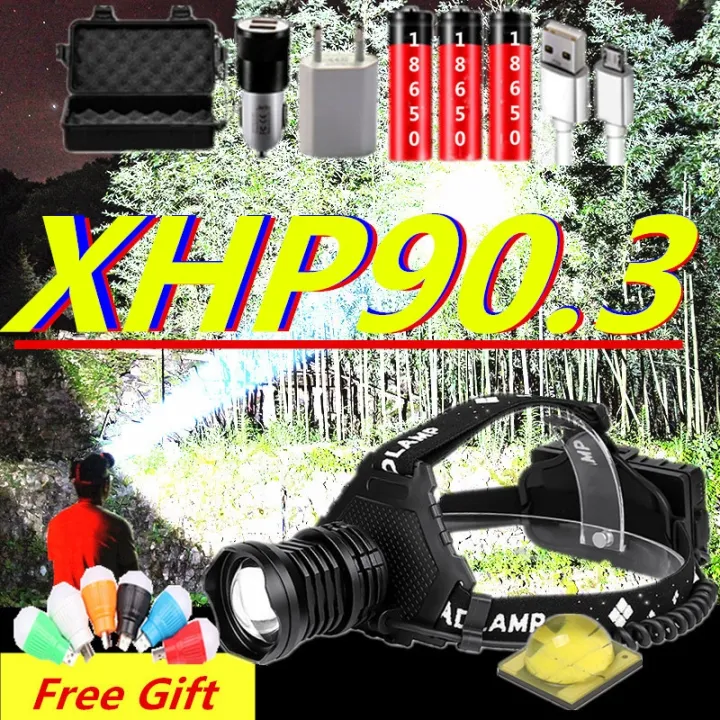 700000LM XHP90.3 led headlight high power head lamp usb head torch ...