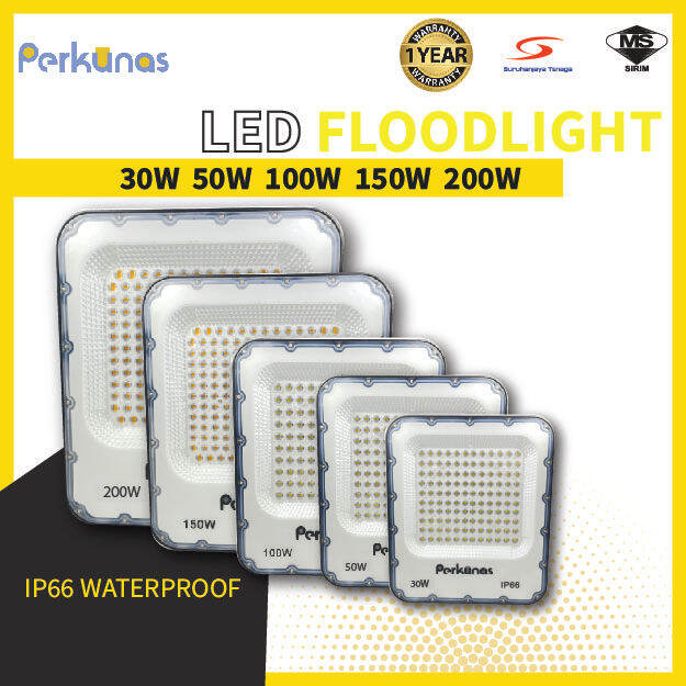 [SIRIM] PERKUNAS LED FLOOD LIGHT 30W 50W 100W 150W 200W IP66 OUTDOOR ...