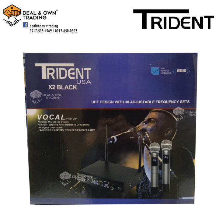 Trident X2-BLACK Dual Uhf wireless Microphone system design with 30 ...