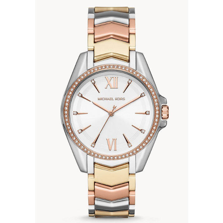 Michael Kors MK6686 Women's Whitney Three-Hand Tri-Tone Stainless Steel ...