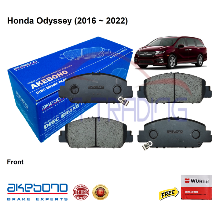 Genuine Akebono Front Brake Pads for Honda Odyssey (2016 - 2023) w/ WURTH Brake Paste | Lazada PH