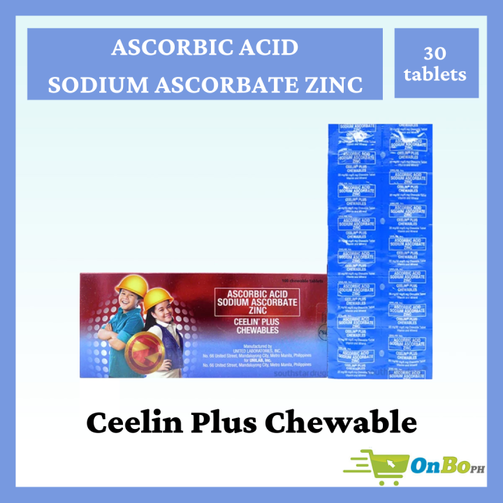 ONBO* CEELIN PLUS Chewables for Kids Ascorbic Acid + Sodium Ascorbate ...