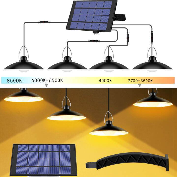 Solar Outdoor LED Pendant Lights IP65 Waterproof Shed Lamps Garden Yard ...